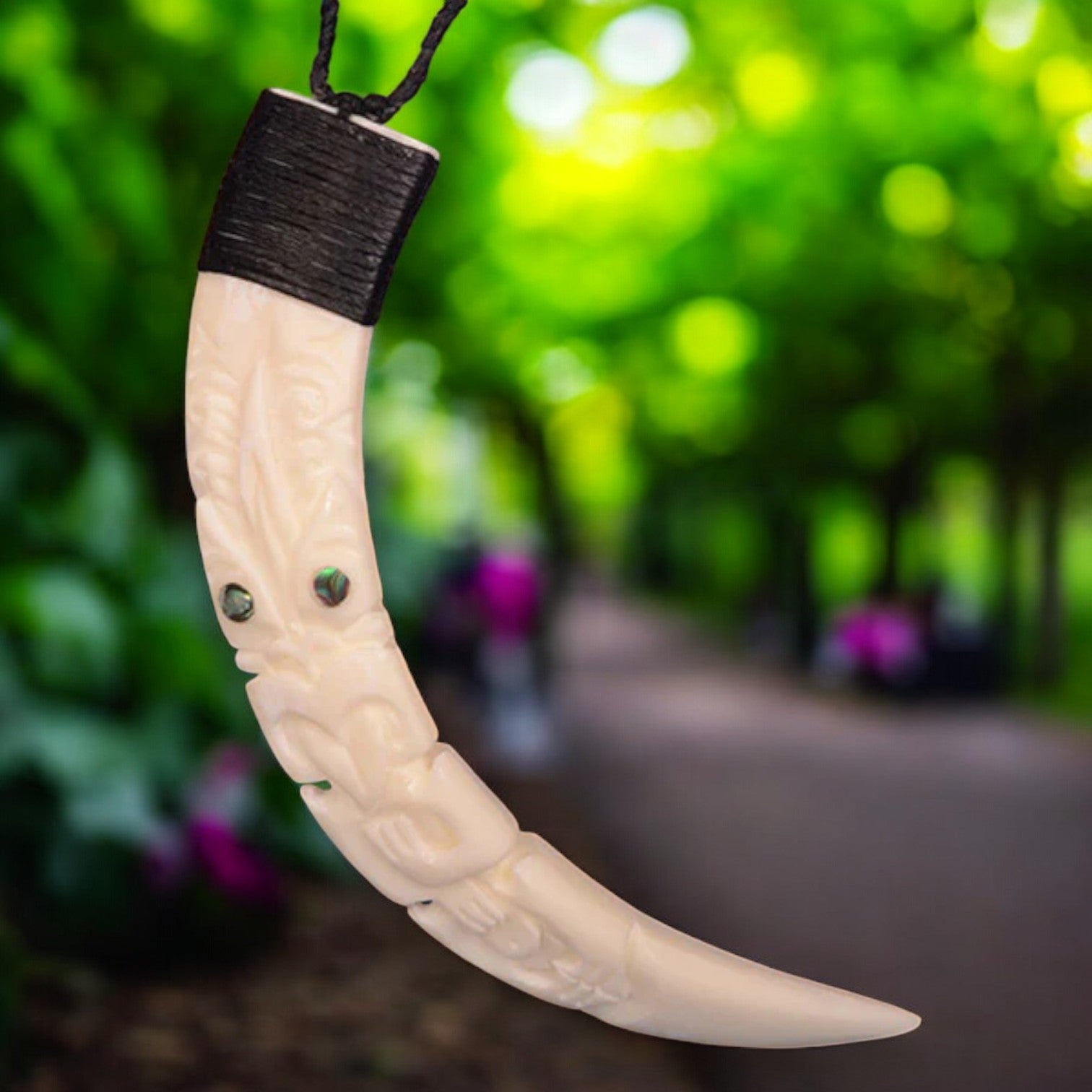 Tiki Silhouette Pig Tusk Pendant | XMT Creations